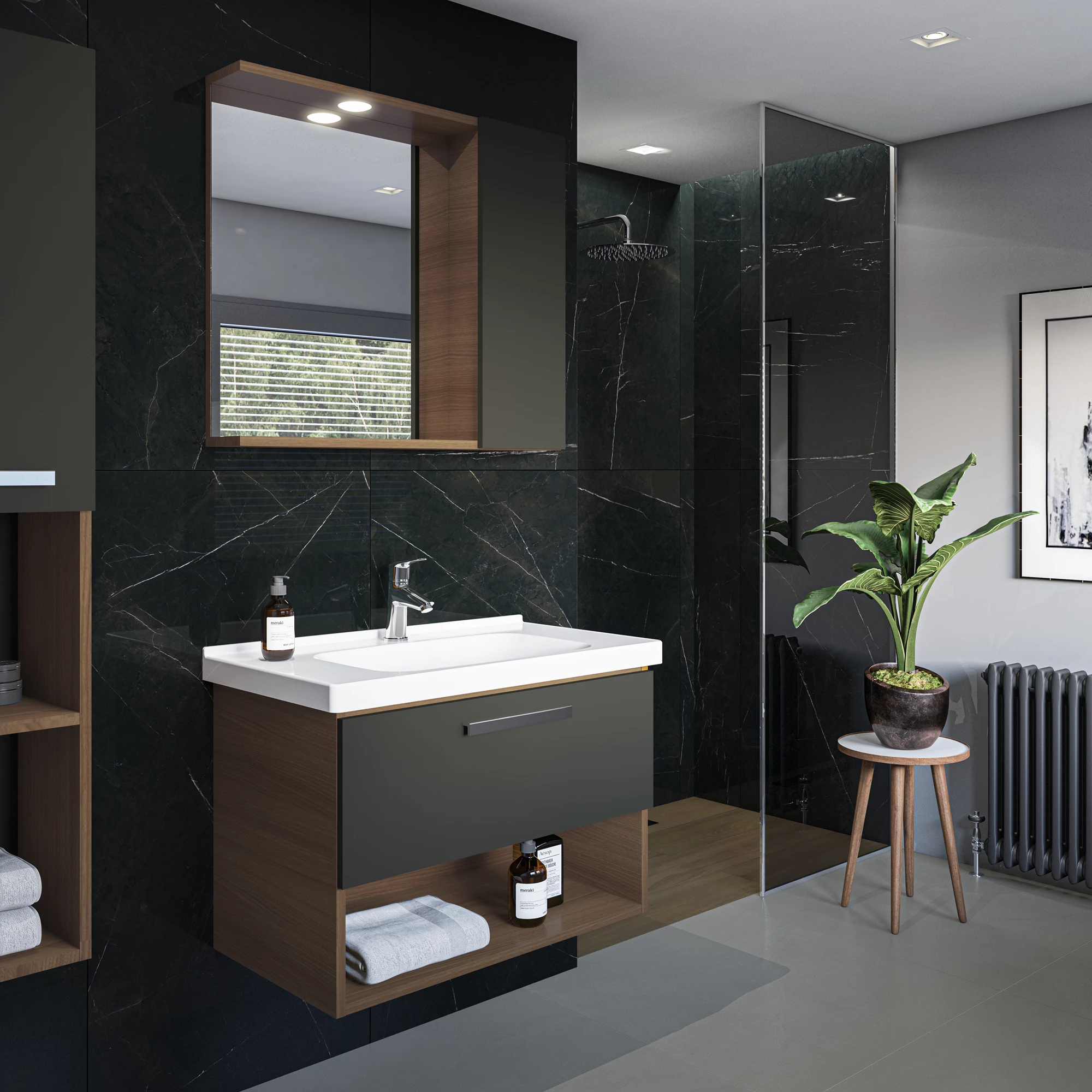 Trevi Boy Dolabı Antrasit/Ceviz (Sol)